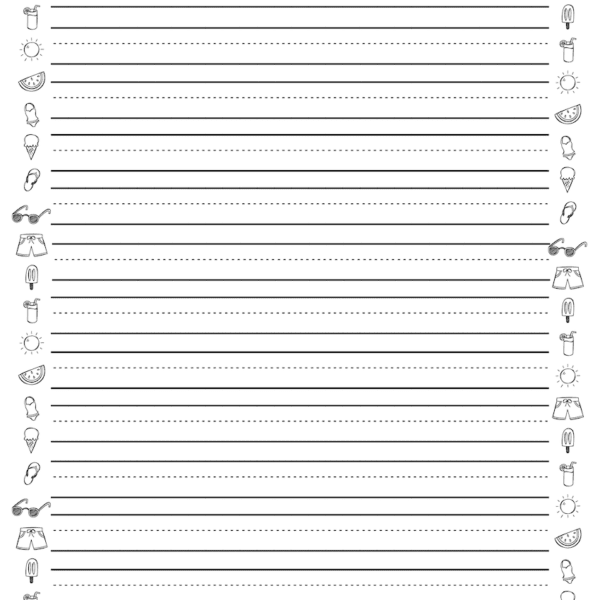 Primary Lined Writing Paper Printable-Spring Themed • Mrs E Virtually